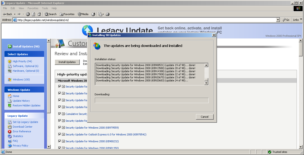 ClassicConnect :: View topic - [Guide] Fully update Windows 2000